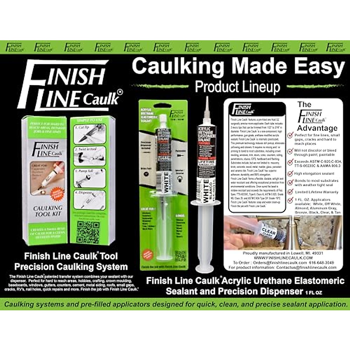 Finish Line Caulk Tool Precision Caulking System Starter Set