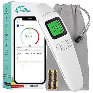 Forehead Thermometer Kids and Adults Thermometer with Fever Alarm Bluetooth Thermometer Application Smartphone for iOS and Android for Kids and Adults Touchless Quick and Accurate Temperature Reader
