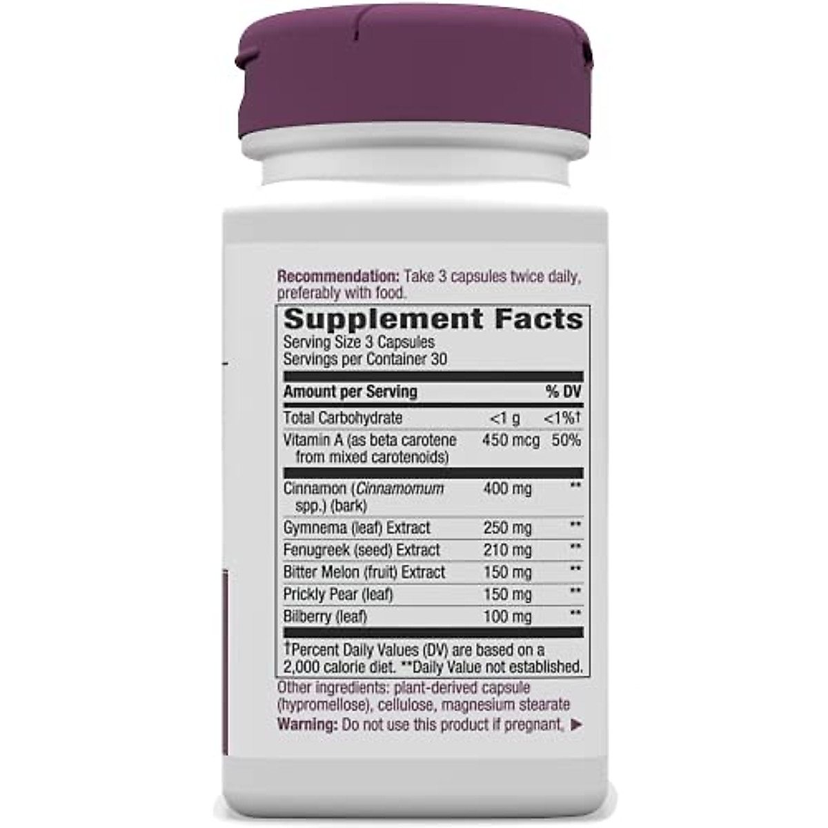 Nature's Way Blood Sugar Manager with Gymnema, Supports Blood Sugar Metabolism*, Vitamin A Supplement, 90 Capsules