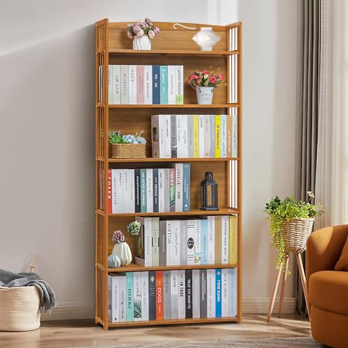 Athena Collection Book Shelf and Bookcase Floorstanding 6-Tier Modern Open Bookshelf Book Case Display Shelf Book Storage Home Decor Furniture for Office Bedroom Living Room
