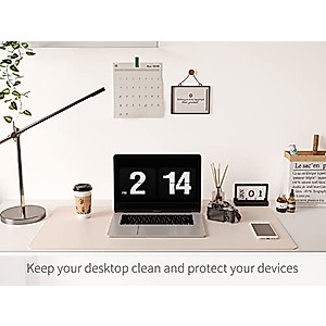 RENMTURE Dual-Sided Desk Pad,Natural Cork & PU Leather Large Mouse mats for Office and Home Work,Desk Protector Non-Slip (36"x17",Apricot+Cork)