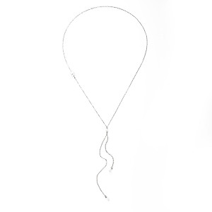 Olbye Back Necklace Pearl Backdrop Necklaces Body Chain Jewelry for Women Bridal Jewelry (Silver)