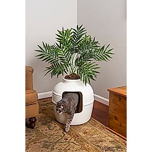 Good Pet Stuff, The Original Hidden Litter Box, Artificial Plants & Enclosed Cat Planter Litter Box, Vented & Odor Filter, Easy to Clean, White Birch