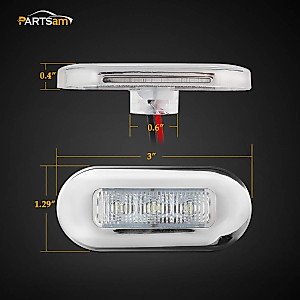 Partsam 4pcs 3" LED Oblong Stainless Courtesy Light Submersible Yacht Marine Boat Deck Lights, Walkways Step storage Led Interior Exterior courtesy Lights lighting, Suface Mount, 12V