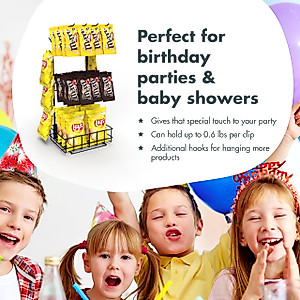 DS THE DISPLAY STORE Retail Display Rack, 12 Clips & 8 Removable Peg Hooks, Matte Black Countertop Snack Organizer for Retail Store Supplies, Candy Merchandise Stand