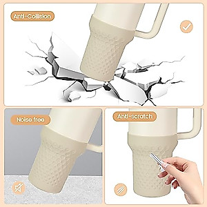 Thxbag Silicone Boot for Stanley Cup 40 oz Quencher, Beige Boot Sleeve Cover Fit with Stanley H2.0 and Quencher Adventure Tumbler Accessories (40 oz, Cream)