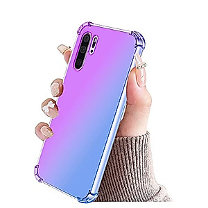 KOARWVC Case for Huawei P30 Pro Case VOG-L29 VOG-L04 Case, Crystal Clear Case Gradient Slim Anti Scratch TPU Shockproof Protective Phone Cases Cover for Huawei P30 Pro Purple/Blue