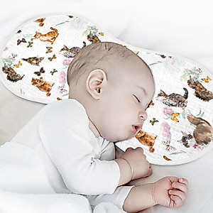 vvfelixl Muslin Burp Cloths Cats Butterflies Baby Washcloths for Baby Girl Boys 2 Pack White