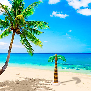 R HORSE 10 Pcs Inflatable Palm Tree Flamingo Banana Beach Ball Parrot Beach Pool Toys for Tropical Hawaiian Luau Summer Party Decorations