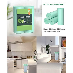8 Gallon Trash Bags Bathroom Trash Bags, AYOTEE 40 Count Ultra Strong Unscented Garbage Bags Clear Trash Bags Waste Basket Liners for Bathroom, Kitchen,Bedroom, Office, Pet, Car(Green)