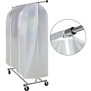 HLC White Cloth Garment Rack Cover Large PEVA Translucent Clothing Dustproof Cover Home Bedroom Clothing Rack Protective Cover With 2 Durable Zipper,52''