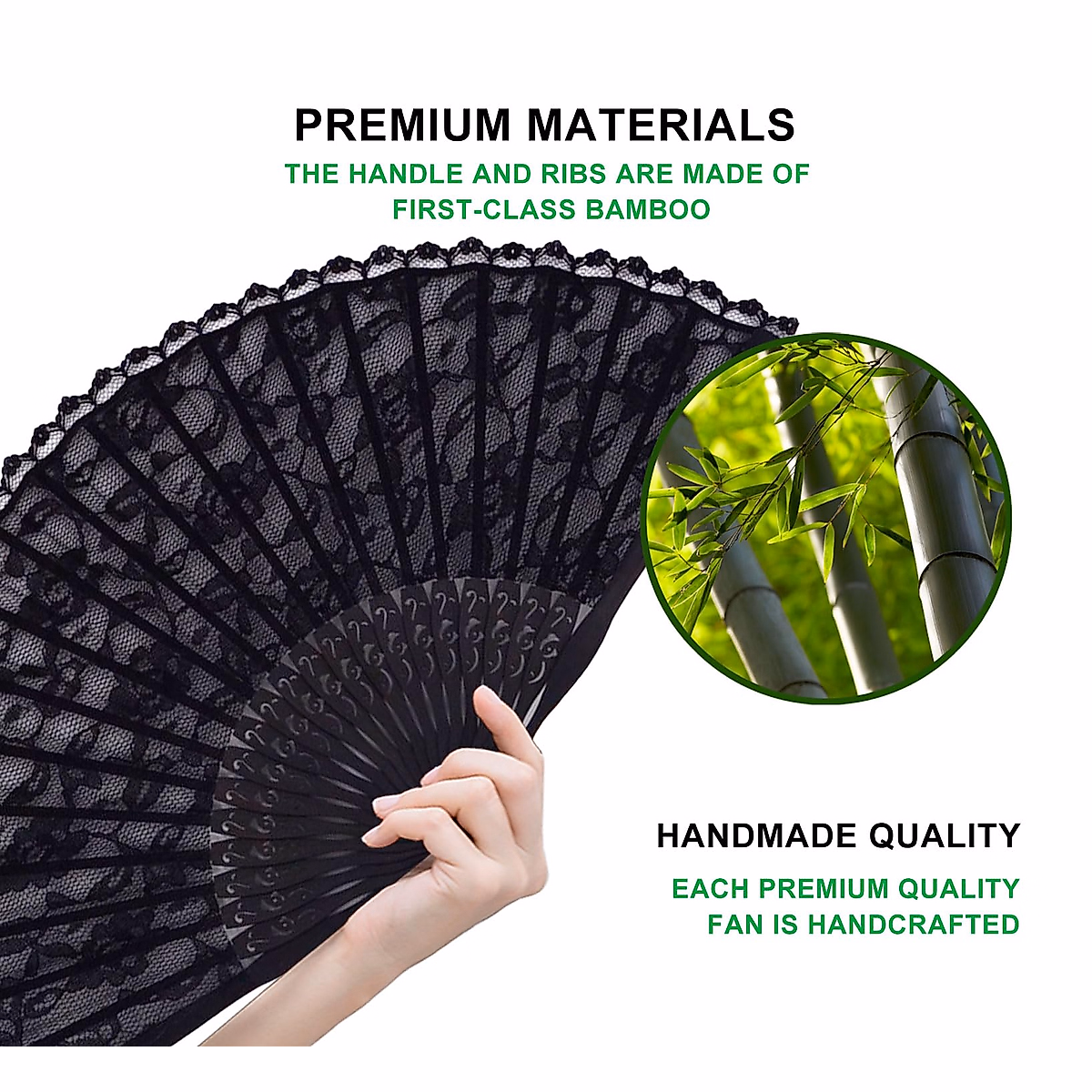 Amajiji Chinese/Japanese Vintage Retro Style Bamboo Wood Silk Folding Hand Fan for women HBSY (23cm) (002)