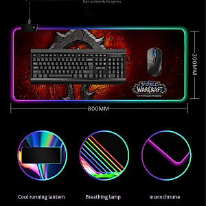 Horde RGB Soft Gaming Mouse Pad Large Oversized Glowing Led Extended Mousepad Non-Slip Rubber Base Computer Keyboard Pad Mat 31.5X 11.8in