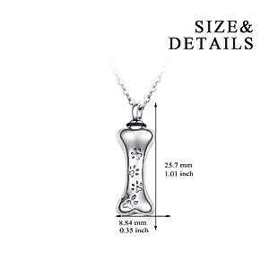 CUPENDA Dog Urn Necklace for Ashes Sterling Silver Pet Paw Print Cremation Memorial Puppy Jewelry for Women