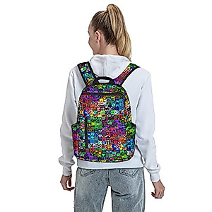 Geometry Dash Travel Backpack Multipurpose For Kids Teens Unisex Casual Daypacks Laptop Bookbag Outdoor Black