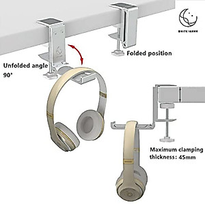 [White Lunar] Foldable Headphone Hanger, Handbag Hanger, Headphone Hanger Under Desk, Home Office and Work, Handbag Hanger, Gift for New Employee, Gift for co-Worker, Silver