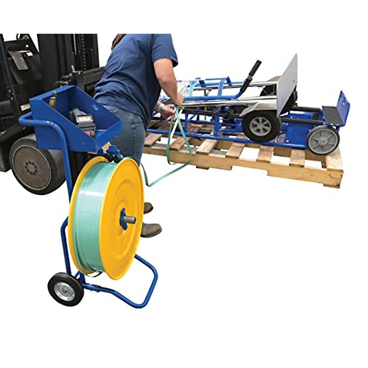 Vestil STRAP-PS-HD Steel Strapping Cart with Powder Coat Finish, 24-7/8" Width, 43" Height, 20-1/2" Depth