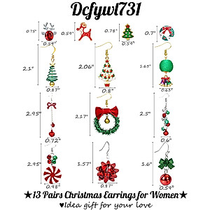 13 Pairs Christmas Earrings for Teen Girls Christmas Gifts Holiday Earrings for Women Bow Tree Snowflake Earrings