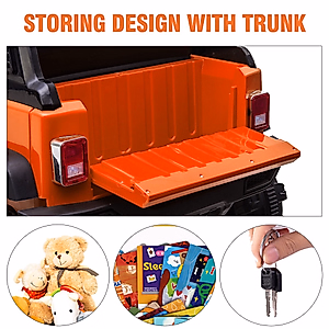 TOBBI 12V Kids Ride On Cars Truck with Remote Control 3 Speeds Toddler Motorized Vehicles Toys for Girls Boys (Orange)