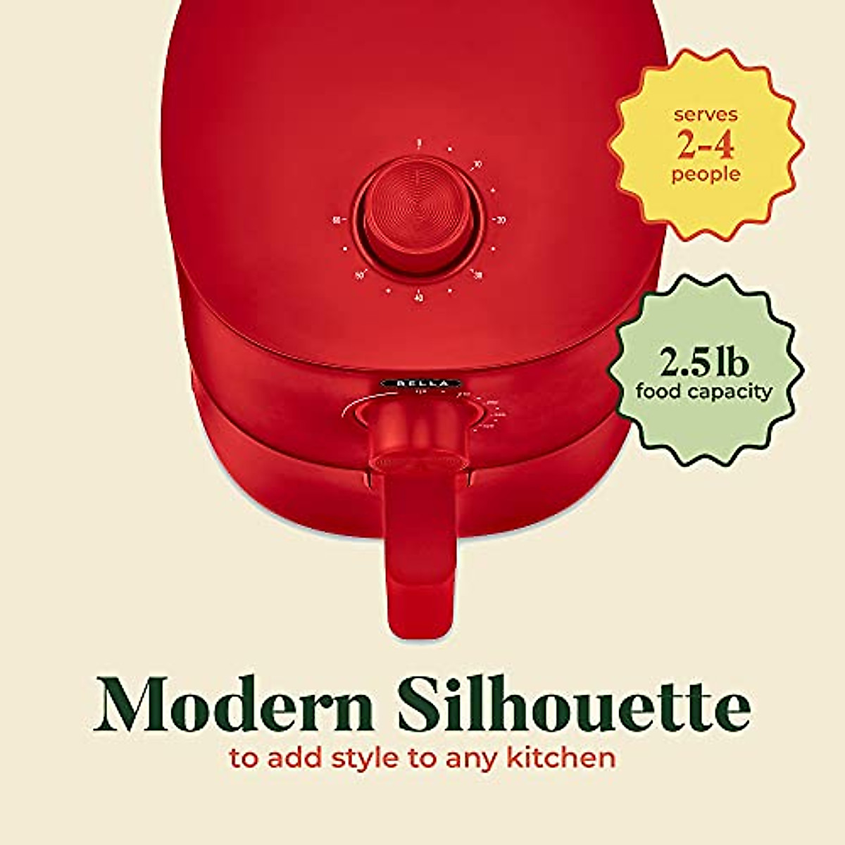 BELLA 2.9QT Manual Air Fryer, No Pre-Heat Needed, No-Oil Frying, Fast Healthy Evenly Cooked Meal Every Time, Removeable Dishwasher Safe Non Stick Pan and Crisping Tray for Easy Clean Up, Matte Red