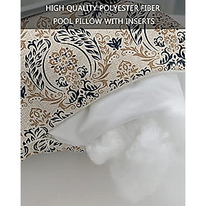 Recliner Head Pillow Ledge Loungers Chair Pillows with Insert Baroque Retro Mid-Century Black Euporean Lumbar Pillow with Adjustable Strap Outdoor Waterproof Patio Pillows for Beach Pool, 2 PCS