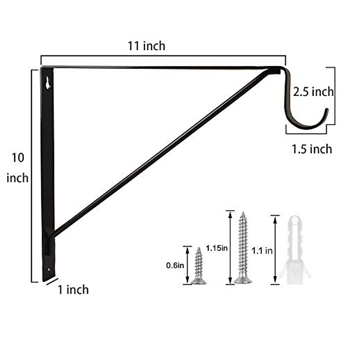 4 Packs of Heavy Duty Closet Shelf and Rod Bracket, Eau Black Closet Shelf Bracket with Rod Support Great for Both Shelf Storage and Closet Rod