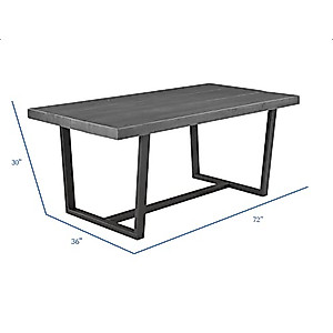 Walker Edison Barnes 6-Piece Rustic Metal and Wood Dining Table with X-Back Chairs, Set of 6, Mahogany/Black