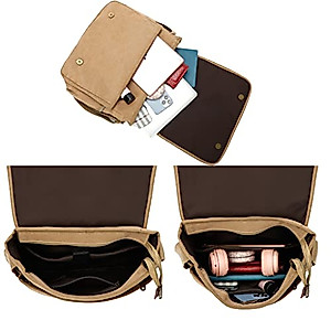 Sunsomen Messenger Bag For Man,Canvas Satchel Bag Crossbody Bag Shoulder Bag Vintage 14 Inch (Blue)