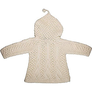 Carraig Donn 100% Merino Wool Baby Hoodie With Side Fastening Buttons Natural 12-18 months