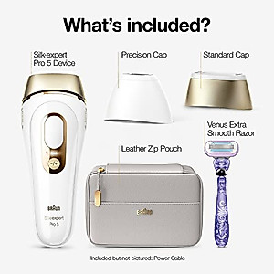 Braun IPL Hair Removal for Women and Men, New Silk Expert Pro 5 PL5157, for Body & Face, Long-lasting Hair Removal System, Alternative to Salon Laser Hair Removal, with Venus Razor, Pouch