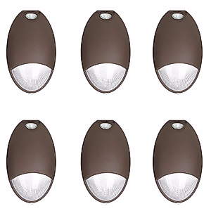 LED Emergency Light with Battery Backup and Photocell, Self Test Diagnostics, Outdoor LED Emergency Wallpack, 12W 100-277VAC UL-924 Fire Resistant IP65 Wet Location, Dark Bronze - UL Listed - 6 Pack