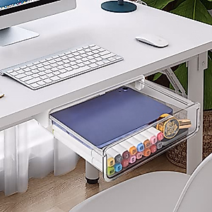 The Drawers Under The Table are Easy to Organize, Transparent Plastic Pencil Drawer Under The Table, Hidden Drawer, Transparent Pencil Drawer (Large)