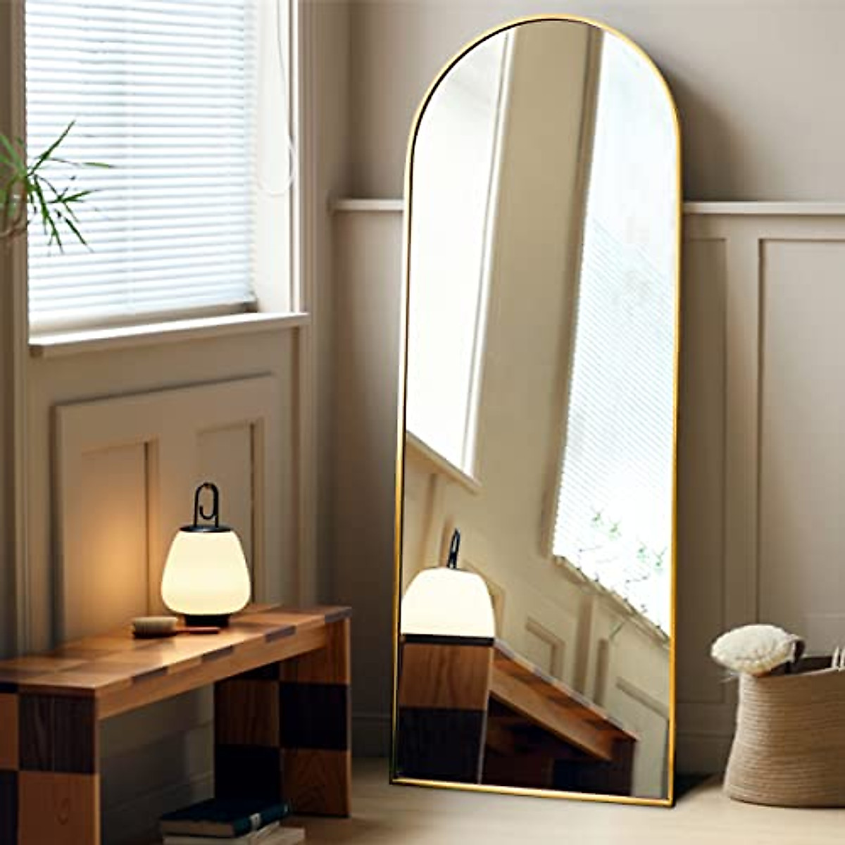 AyeWish Arched Mirror - 64"21", Aluminum Frame - Gold, Floor Standing or Wall Mounted