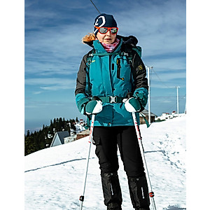 TBMPOY Women's Skiing Hiking Cargo Pants Outdoor Waterproof Windproof Softshell Fleece Snow Pants Black M