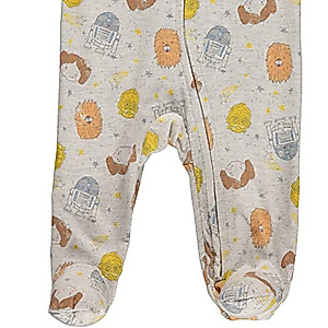 STAR WARS Princess Leia R2-D2 Newborn Baby Girls 2 Pack Zip Up Sleep N' Play Coveralls Grey/White 0-3 Months