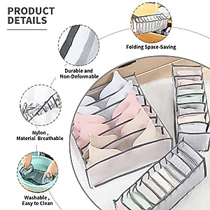 ANCEN Underwear Organizer Drawer Organizer 6 Pieces Fabric Foldable Closet Clothing Dividers and Storage Bins 6/7/11 for Storing Bra, Socks, and PantiesTie, Belts (Grey)