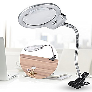 2 LED Lights 18inch Length Lighted Desk Magnifier, Durable Table Top Magnifier, for Maps Newspapers Stamps Reading Reading Magnifier