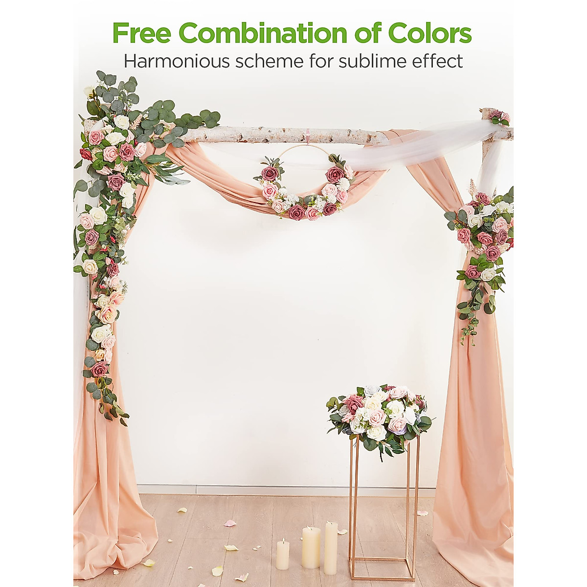 InnoGear Artificial Roses Flowers, 50 Pcs White Fake Roses for Decoration DIY Wedding Bouquets Centerpieces Bridal Shower Party Valentine's Day Christmas Xmas