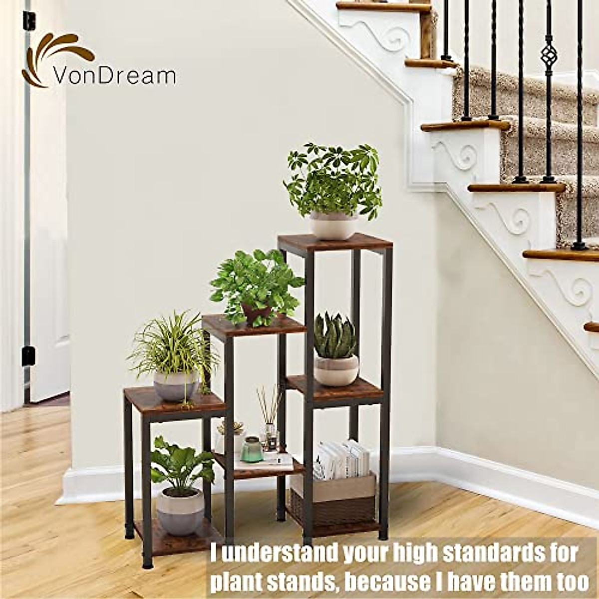 VonDream 3 Tier 7 Potted Plant Stand Indoor, Plant Stands for Indoor Plants Multiple, Corner Plant Shelf for Living Room, Tiered Plant Holder, Metal Plant Table