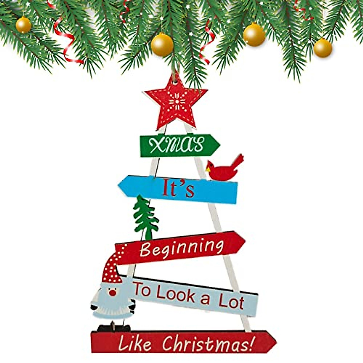 Christmas Hanging Wooden Pendants | Suspensible Wood Christmas Table Ornaments No Rough Edges - Christmas Decor Crafts for DIY Christmas Tree Children's Kumprohu