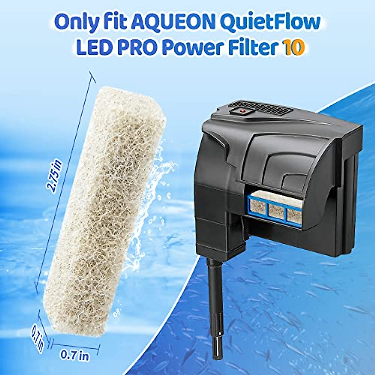 HiTauing 12 Count Ammonia Reducer Filter Pads for aqueon，Fish Tank Filter Pads for QuietFlow LED PRO Model 10