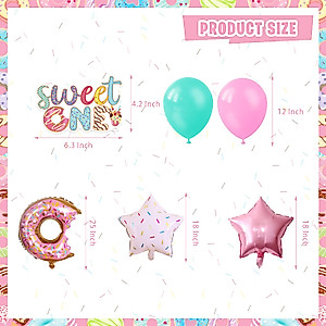 Sweet One Birthday Party Supplies for 2 Year Old Girl, 150 Pcs Donut Party Decorations for Girls Baby - Backdrop, Banner, Cake, Cupcake Toppers, Cupcakes Wrappers, Tablecloth
