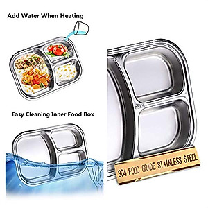 CTSZOOM Electric Lunch Box Food Warmer for Car Truck and Home Portable Food Warmer Heater 3 compartment Container with Spoon and Fork Lunch Box White