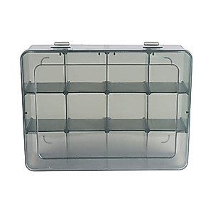 Vidifor 12 Girds Large Plastic Craft Storage Containers, Compartment Storage Container, Parts Storage Box with Adjustable Dividers for Sewing Arts, Washi Tape Batteries Electronics Parts and more