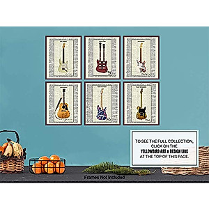 Guitar Wall Decor Poster Set - Musician Gifts for Jimi Hendrix, Eddie Van Halen, John Lennon, Jimmy Page, Eric Clapton, Music Fans - Home Decor, Wall Art, Print Set - 8x10