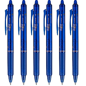 PILOT FriXion Clicker pen 1.0mm, Erasable Gel Pens, Bold Point, 6 pack (Blue)