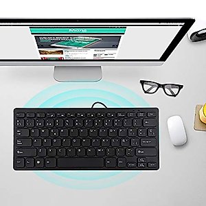 ciciglow Mini Wired Keyboard, 78 Keys Keypad, Portable Ultra Thin Mechanical Gaming Keyboard, Mini USB Wired Office Keyboard for Computer Laptop
