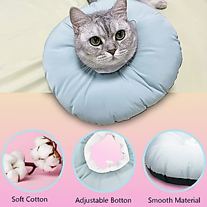 NUA-CLOX Soft Cat Cone Collar,Cute Cat Neck Cone Recovery Collar,Comfortable Cone for Cat After Surgery to Stop Licking,Healing Elizabethan e Collar,Adjustable Cat Cones for Cats,Kittens,Puppies