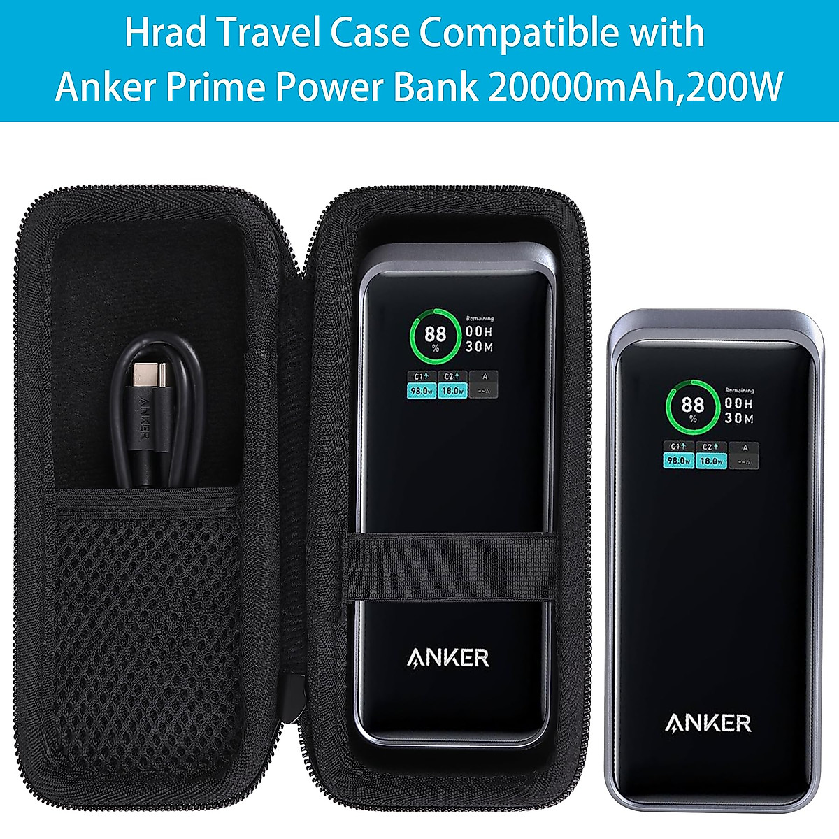 khanka Hard Travel Case Replacement for Anker Prime Power Bank 12000mAh 130W/20000mAh,200W