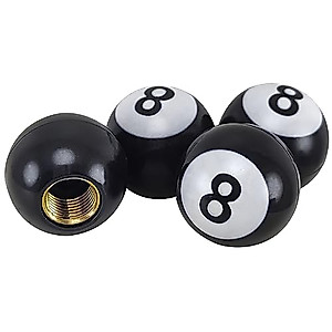 QILISEN Car Tire Valve Caps 4 Pack, Valve Stem Covers with Pool 8 Ball Design, Universal Tire Caps Suitable for Cars, Trucks, SUVs